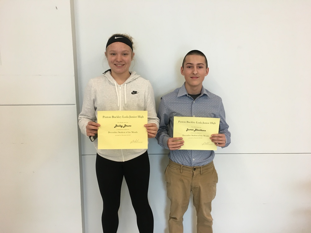8th Grade December Students of the Month | Paxton-Buckley-Loda Junior High